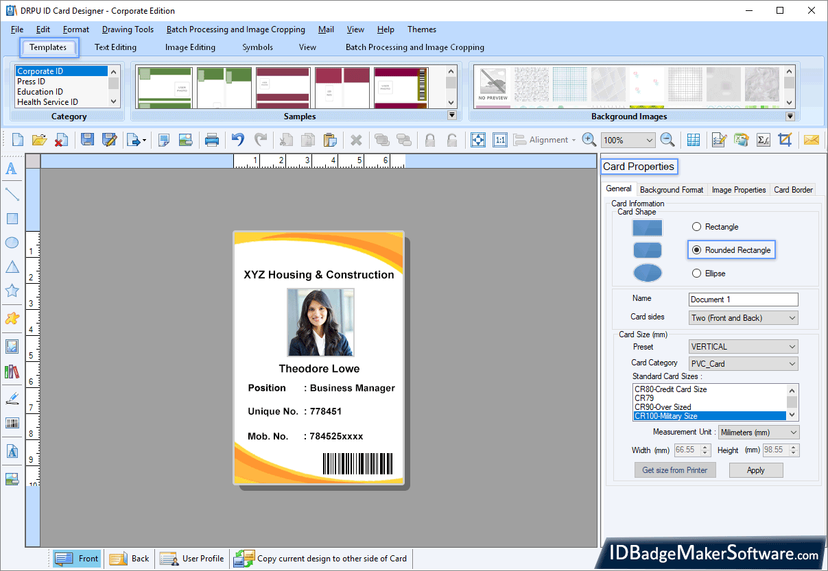 Screenshots of ID Cards Maker (Corporate Edition) to know how to design ...