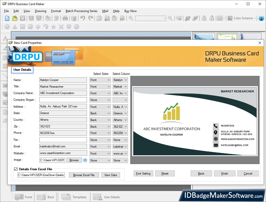Business card maker software design company membership visiting cards