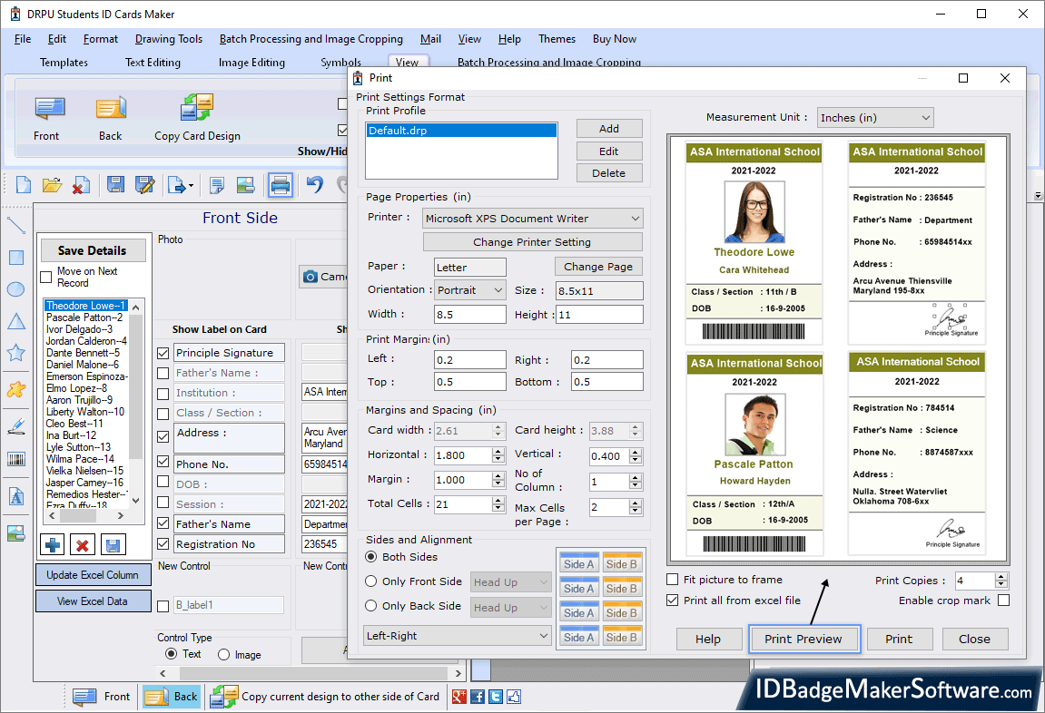 Screenshots of Student ID Cards Maker to know the process of designing ...